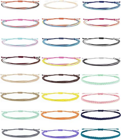 Amazon Com JELIEE 24Pcs Summer Beach Surfer Wave Bracelets Adjustable String Bracelets
