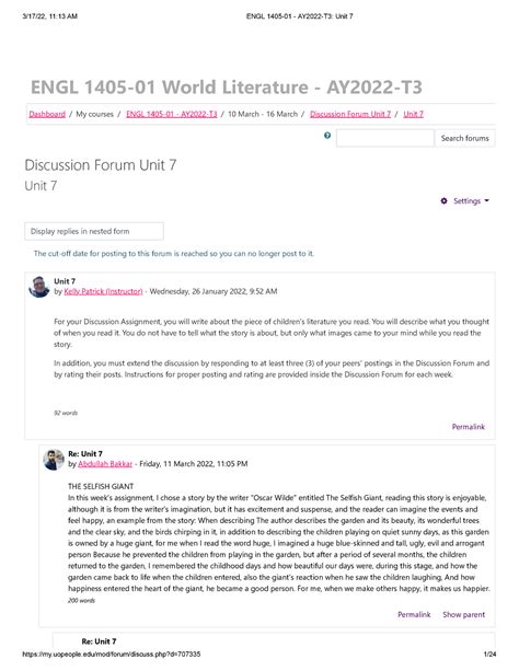Engl 1405 01 Ay2022 T3 Unit 7 Engl 1405 01 World Literature