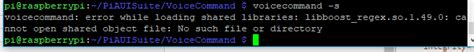 voicecommand error while loading shared libraries libboost regex so 1