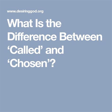 Difference Between Called And Chosen