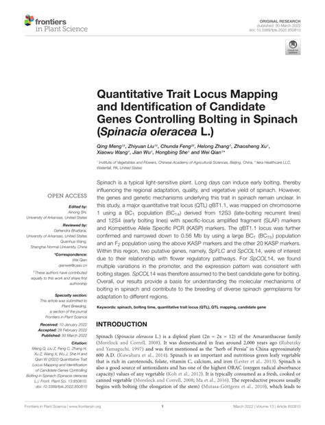 Pdf Quantitative Trait Locus Mapping And Identification Of Candidate