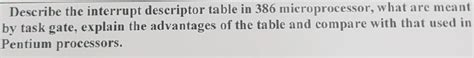 Describe The Interrupt Descriptor Table In 386