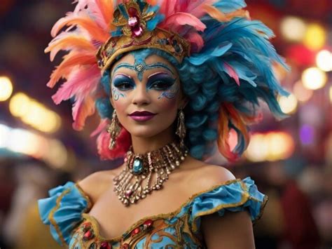 Premium Photo Girls In Carnival Costumes Shots