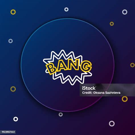 흰색과 노란색 선 뱅 붐 총 만화 텍스트 말풍선 아이콘 절연 와 진한 파란색 배경 다채로운 윤곽선 개념 벡터 일러스트 검은색에 대한 스톡 벡터 아트 및 기타 이미지 Istock