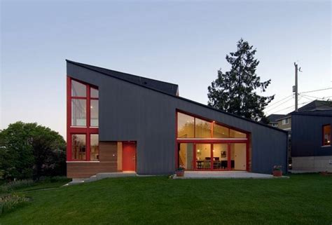 Red Window Frames Accent Angular Seattle House By Stettler Design Dezeen
