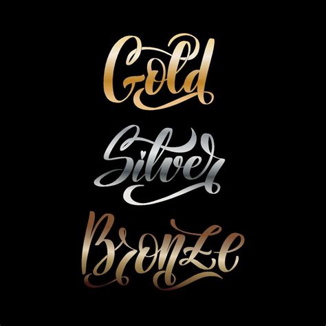 Gold Silver Bronze Word Hand Lettering Handmade Vector Calligraphy