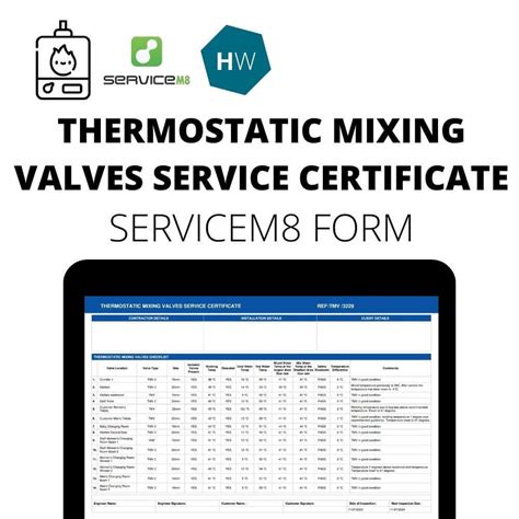 Thermostatic Mixing Valves Service Certificate Servicem8 Form
