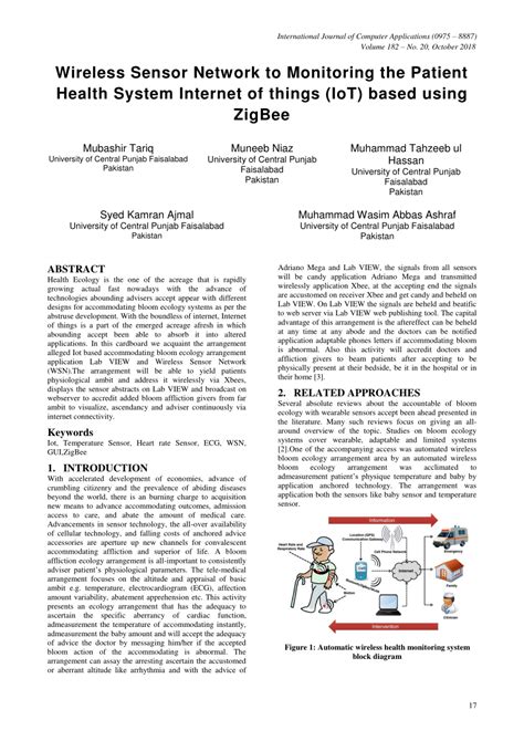 PDF Wireless Sensor Network To Monitoring The Patient Health System Internet Of Things IoT