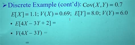 Solved Discrete Example Contd Cov X Y 0 7