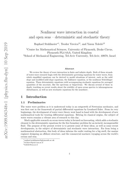 PDF Nonlinear Wave Interaction In Coastal And Open Seas Deterministic And Stochastic Theory