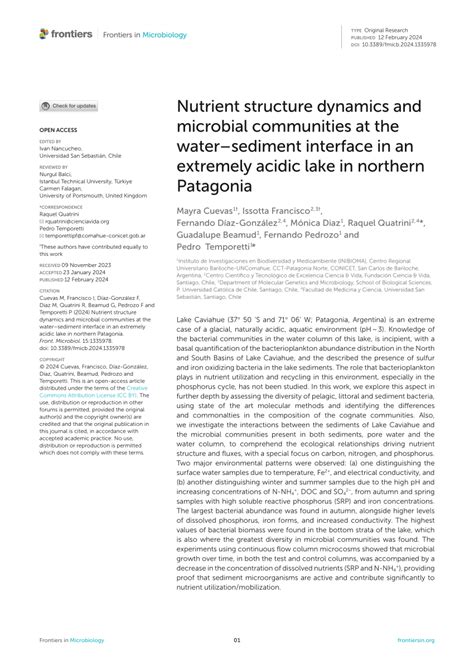 Pdf Nutrient Structure Dynamics And Microbial Communities At The Water Sediment Interface In
