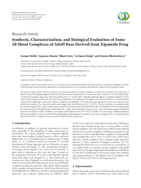 Pdf Synthesis Characterization And Biological Evaluation Of Acetazolamide Cycloserine And