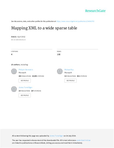 Pdf Mapping Xml To A Wide Sparse Table Michael Rys