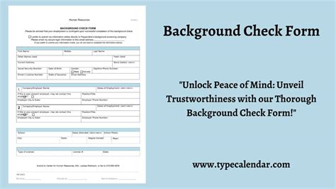 Free Printable Background Check Form Templates Word Pdf Employment