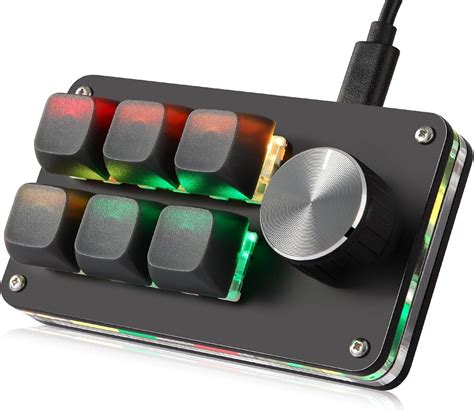 Amazon Koolertron 左手デバイス マクロキーボード プログラマブルキーボード 6キー1ノブ 割付 割り当て マクロ機能 有線接続 Rgbバックライト付き 青軸 6層レイヤー