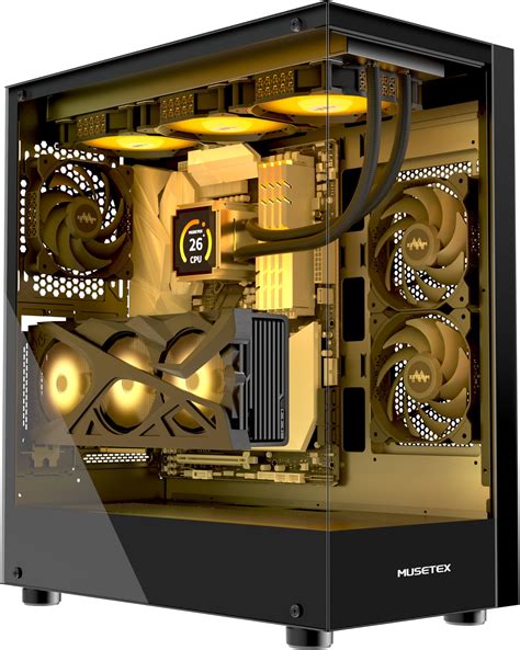 Amazon Com MUSETEX ATX PC CASE MM RAD Support Full View Dual Tempered Glass Mid Tower PC