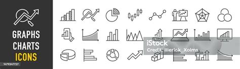 선 스타일의 그래프 및 차트 웹 아이콘 그래픽 인포 그래픽 통계 데이터 다이어그램 경제 감소 금융 아래쪽 또는 위쪽 화살표 비즈니스 증가 감소 벡터 그림입니다 경제에 대한