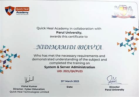 Completed System And Server Administration Course Bhavya Nidimamidi