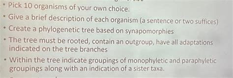 Solved Phylogeny Exercise• Pick 10 Organisms Of Your Own