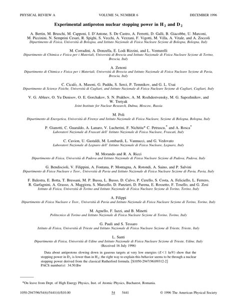 Pdf Experimental Antiproton Nuclear Stopping Power In H 2 And D 2