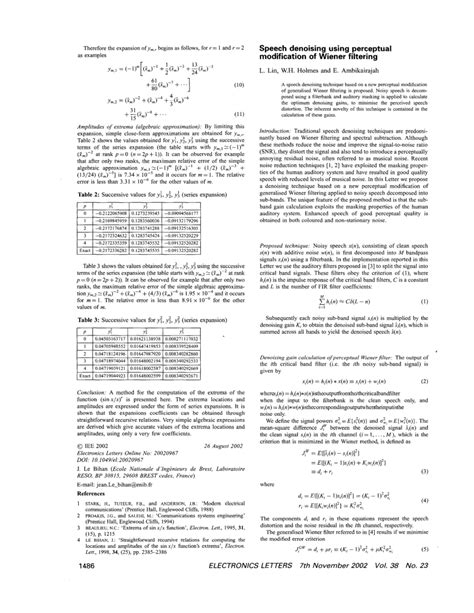 Pdf Speech Denoising Using Perceptual Modification Of Wiener Filtering