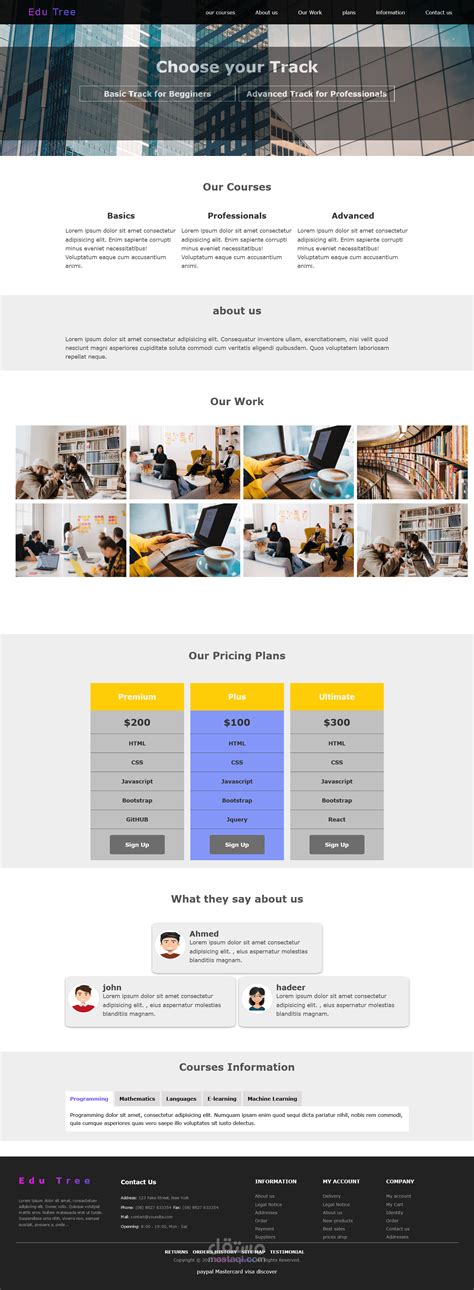 Learning Academy Responsive Html Css Js Design مستقل