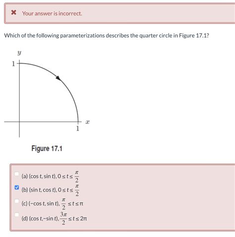 Solved Which Of The Following Parameterizations Describes Chegg