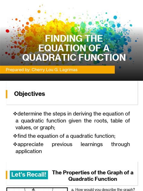 q2 finding the equation of a quadratic function pdf quadratic