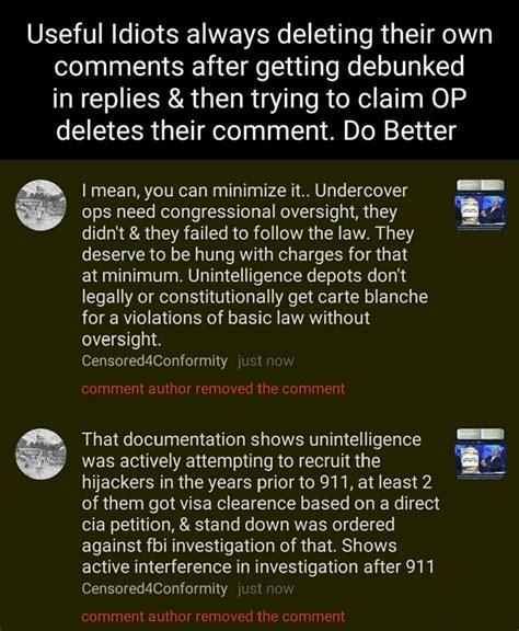 Useful Idiots Always Deleting Their Own Comments After Getting Debunked In Replies And Then Trying