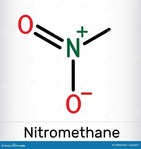 Nitromethane Molecule Structural Chemical Formula And Molecule Model Vector Illustration