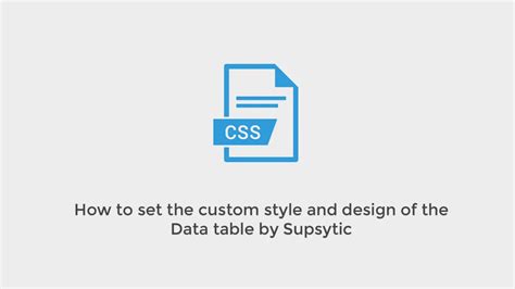 How To Set The Custom Style And Design Of The Data Table Youtube