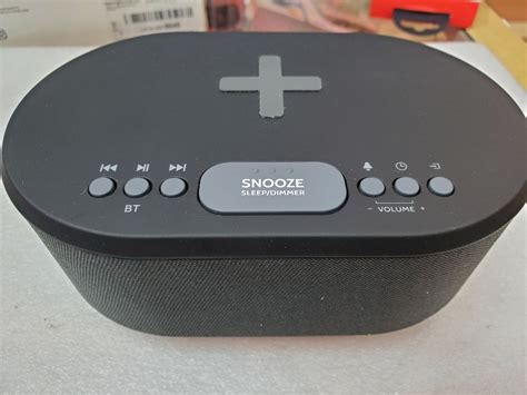 I Box Dawn Bedside Alarm Clock With Wireless Charging And Wireless Speaker Black Box Worn Out