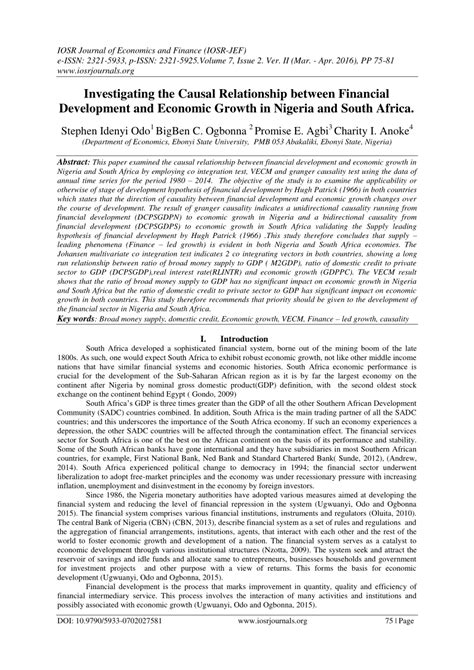Pdf Investigating The Causal Relationship Between Financial