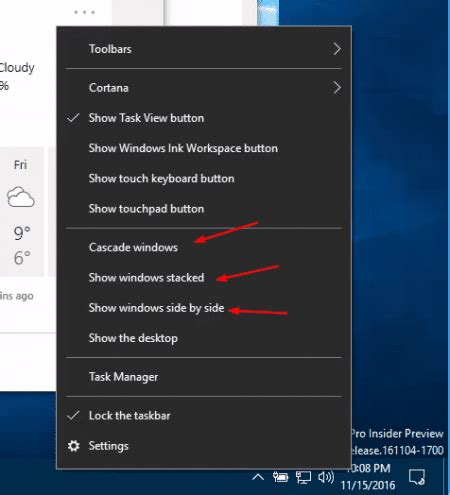 Windows Tip Cascade Tile Stack Or Side By Side Windows From Taskbar NEXTOFWINDOWS COM