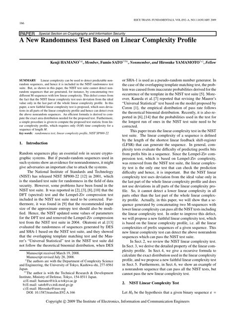 Pdf A New Randomness Test Based On Linear Complexity Profile