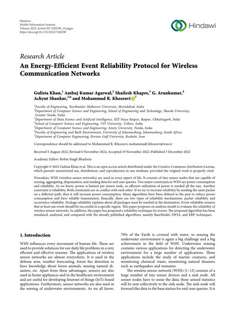 Pdf An Energy Efficient Event Reliability Protocol For Wireless Communication Networks