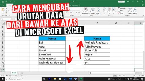3 Cara Membalikkan Urutan Data Di Excel Blog Tutorial Microsoft Excel