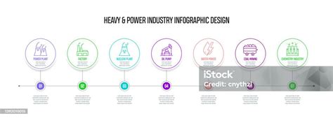 중장비 및 전력 산업 개념 벡터 라인 인포 그래픽 디자인 아이콘 프리젠 테이션 배너 워크 플로우 레이아웃 플로우 차트 등을위한