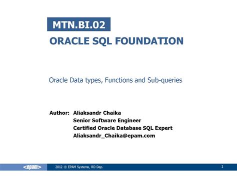 Oracle Sql Foundation Online Presentation