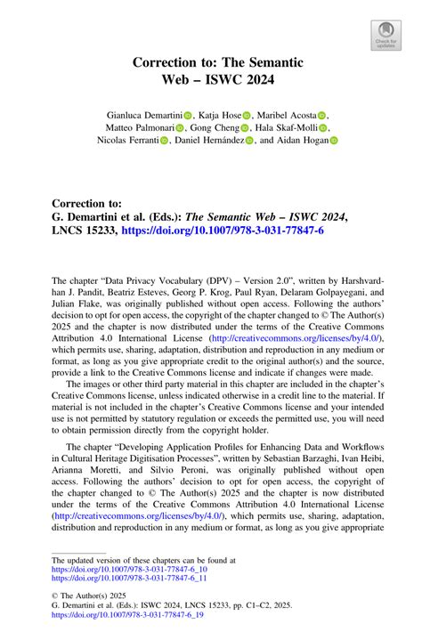 Pdf Correction To The Semantic Web Iswc 2024