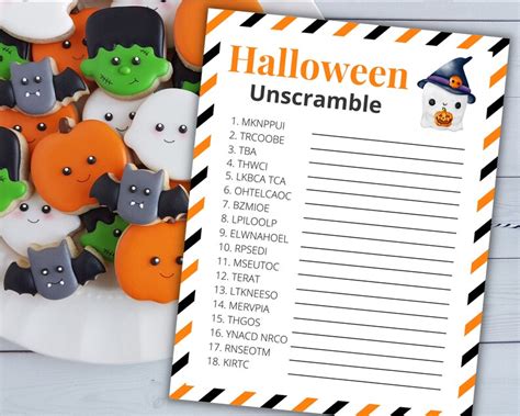 Halloween Unscramble Game Printable Halloween Game Etsy