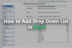 How To Add Drop Down List In Excel