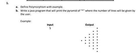 Solved A Define Polymorphism With Example B Write A Java