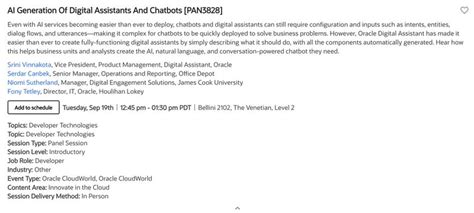 Oracle Digitalassistant Oraclecloudworld23 Generativeai Joseph Huang