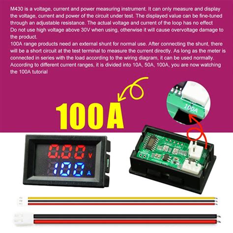 Jual M430 Digital Voltmeter Ammeter Power Meter 10a 50a 100a Amp Voltage Current Meter Tester
