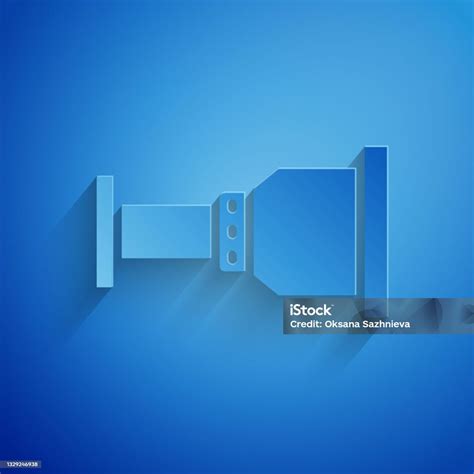 파란색 배경에 격리된 용지 절단 파이프 어댑터 아이콘입니다 다양한 모양의 파이프 라인 부분을 배관합니다 종이 아트 스타일 벡터 3차원 형태에 대한 스톡 벡터 아트 및 기타