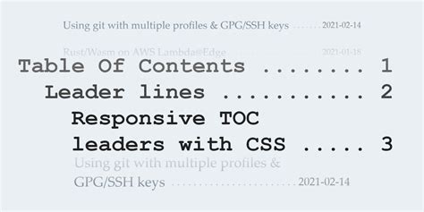 Responsive Toc Leader Lines With Css Markentiertech