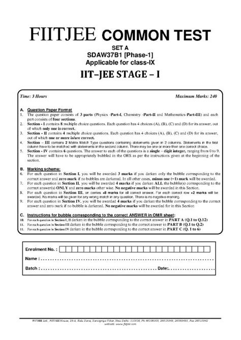 3 Iit Jee Sample Paper Files Download Free Collection Files