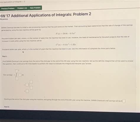 Solved Iw 17 Additional Applications Of Integrals Problem 2