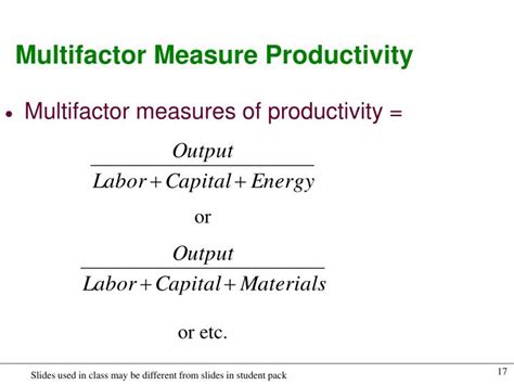 Multifactor Productivity Ratio Formula